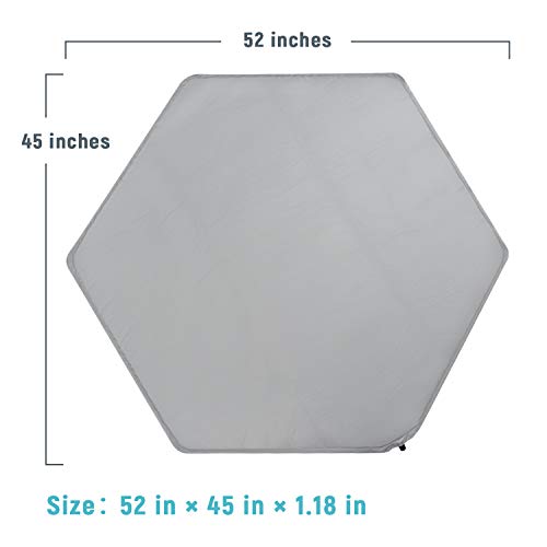 Minnebaby Hexagon Playpen Mat Compatible with hiccapop Portable Playpen & Regalo Play Yard, Self Inflating Playard Pad, Comfortable and Portable Playmat with Carrying Bag - Grey