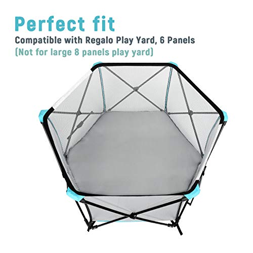 Minnebaby Hexagon Playpen Mat Compatible with hiccapop Portable Playpen & Regalo Play Yard, Self Inflating Playard Pad, Comfortable and Portable Playmat with Carrying Bag - Grey