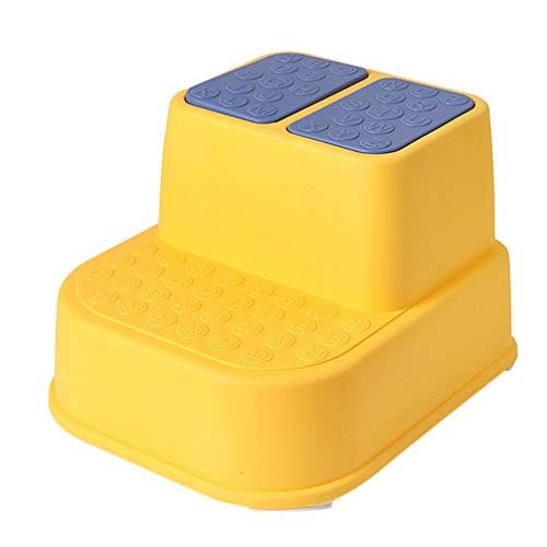 NUOBESTY Kids' Step Stools Toddlers Step Stool Anti-Slip Baby Kids Toilet Training Bathroom Up Step Stools with Double Steps for Brushing Teeth Washing Hands (Yellow) Toddler Stool