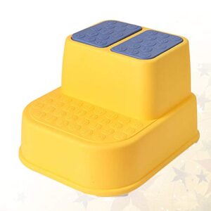 NUOBESTY Kids' Step Stools Toddlers Step Stool Anti-Slip Baby Kids Toilet Training Bathroom Up Step Stools with Double Steps for Brushing Teeth Washing Hands (Yellow) Toddler Stool