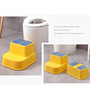 NUOBESTY Kids' Step Stools Toddlers Step Stool Anti-Slip Baby Kids Toilet Training Bathroom Up Step Stools with Double Steps for Brushing Teeth Washing Hands (Yellow) Toddler Stool