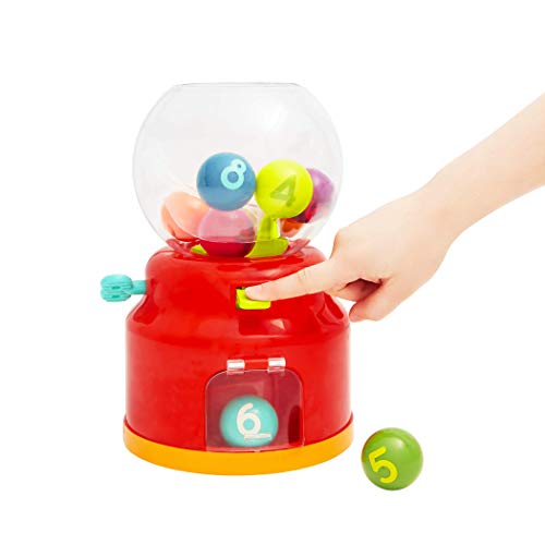 Battat – Ball Dispenser for Kids – Mini Vending Machine Toy – 10 Colorful Number Balls - Numbers & Colors Gumball Machine - Toddlers - 12 Months + , Red