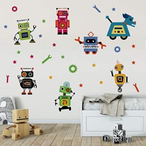 runtoo robots wall decals educational wall art stickers for classroom kids boys bedroom wall décor