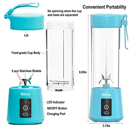 Portable Blender,Personal Size Blender Juicer Cup,Smoothies and Shakes Blender,Handheld Fruit Machine,Blender Mixer Home (blue)