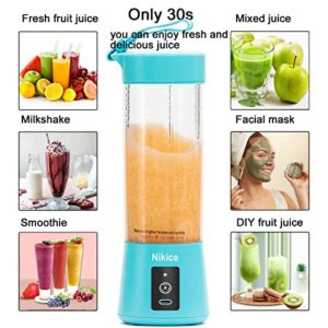 Portable Blender,Personal Size Blender Juicer Cup,Smoothies and Shakes Blender,Handheld Fruit Machine,Blender Mixer Home (blue)