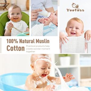 Yoofoss Muslin Burp Cloths for Baby 10 Pack 100% Cotton Baby Washcloths for Boys Girls Large 20''X10'' Super Soft and Absorbent White