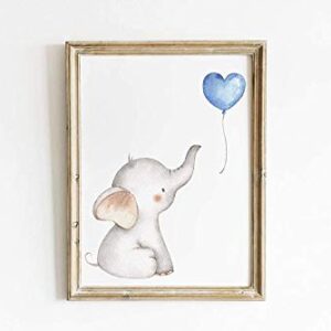 iMagitek Set of 6 Unframed Baby Boy Nursery Wall Art Prints, Blue Elephant Nursery Wall Decor, Elephants with Blue Balloons Wall Art Decorations for Baby Boy Nursery, Boy's Room (8" x 10")