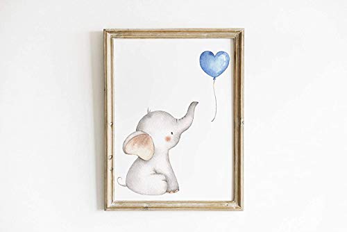 iMagitek Set of 6 Unframed Baby Boy Nursery Wall Art Prints, Blue Elephant Nursery Wall Decor, Elephants with Blue Balloons Wall Art Decorations for Baby Boy Nursery, Boy's Room (8" x 10")