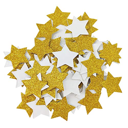 Mybbshower 1.5 inch Gold Glitter Adhesive Star Stickers for New Year Birthday DIY Decoration Pack of 150