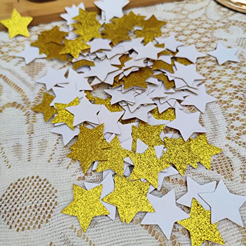 Mybbshower 1.5 inch Gold Glitter Adhesive Star Stickers for New Year Birthday DIY Decoration Pack of 150