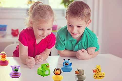 Assortment Rubber Duck Toy Duckies for Kids, Bath Birthday Gifts Baby Showers Classroom Incentives, Summer Beach and Pool Activity, 2" (25-Pack)