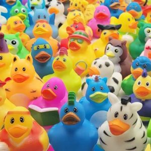 Assortment Rubber Duck Toy Duckies for Kids, Bath Birthday Gifts Baby Showers Classroom Incentives, Summer Beach and Pool Activity, 2" (25-Pack)