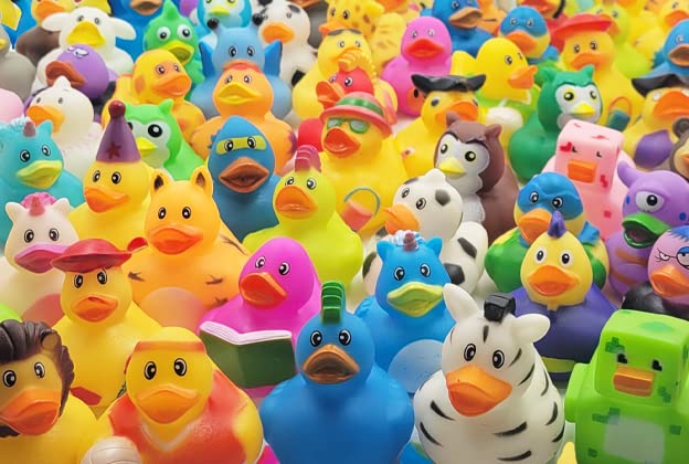 Assortment Rubber Duck Toy Duckies for Kids, Bath Birthday Gifts Baby Showers Classroom Incentives, Summer Beach and Pool Activity, 2" (25-Pack)