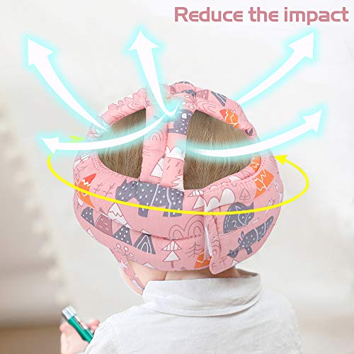 ORANGEHOME Toddler Walking Helmet, Baby Bumper Protect Hat Head Cushion Breathable, Kids Anti-Fall Safety Cap for Walking and Playing-Pink