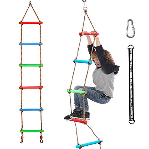 Xinlinke Climbing Rope Ladder Kids Tree Swing with Hanging Strap, Indoor and Outdoor Backyard Playground Play Swing Sets Climber Training Accessories Attachment