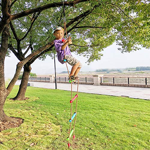 Xinlinke Climbing Rope Ladder Kids Tree Swing with Hanging Strap, Indoor and Outdoor Backyard Playground Play Swing Sets Climber Training Accessories Attachment