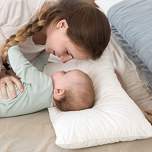 FLXXIE 2 Pack Cotton Down Alternative Toddler Pillows, Super Soft and Breathable Baby Small Pillows for Sleeping, Travel, Crib, 13x18 Inches