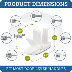 Improved Childproof Door Lever Lock (6 Pack) Prevents Toddlers from Opening Doors. Easy One Hand Operation for Adults. Durable ABS with 3M Adhesive Backing. Simple Install (White, 6-Pack)