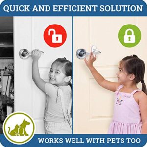 Improved Childproof Door Lever Lock (6 Pack) Prevents Toddlers from Opening Doors. Easy One Hand Operation for Adults. Durable ABS with 3M Adhesive Backing. Simple Install (White, 6-Pack)