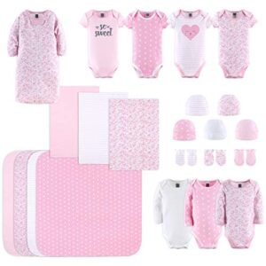 the peanutshell newborn layette gift set for baby girls - 23 piece newborn girl clothes & accessories set - fits newborn to 3 months - floral