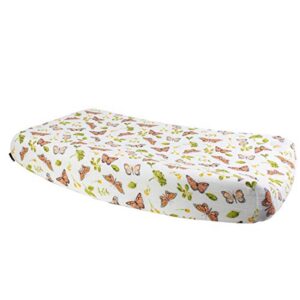 bebe au lait butterfly bamboo blend changing pad cover, peach, one size (cpbbbf)