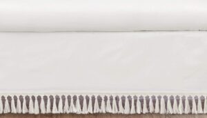 sweet jojo designs ivory gender neutral boho bohemian girl boy baby nursery crib bed skirt dust ruffle - solid color beige cream off white farmhouse chic unisex minimalist tassel fringe macrame cotton