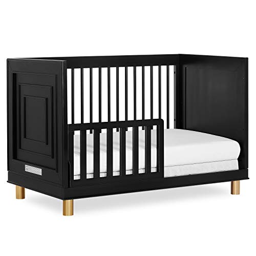 Evolur Loft Art Deco Convertible Crib Toddler Guard Rai, Black