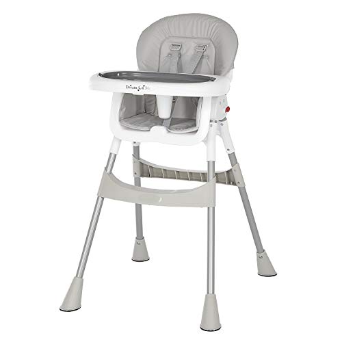 Dream On Me Portable 2-in-1 Tabletalk High Chair, Convertible Compact High Chair, Light Weight Portable Highchair, Grey