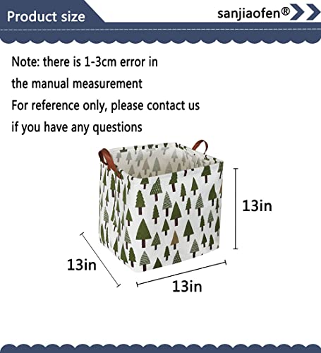 Sanjiaofen Square Woodland Storage bin, Nursery Basket,Collapsible Green Storage Box with Handles for Nursery Storage. (Square Tree)