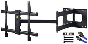 forging mount long arm tv mount full motion wall mount tv bracket with 43 inch extension articulating arm tv wall mount, fits 42 to 80 inch flat/curve tvs holds up to 100 lbs,vesa 600x400mm compatible