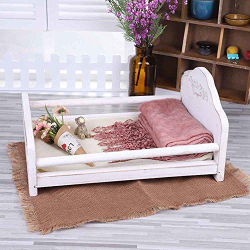 rwu0 Baby Photography Bed, Baby Photography Cot Baby Photo Props Baby Photo Props Wood Doll Bed Detachable Photo Background for Baby Photo Studio Photography Props(White)