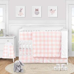 Sweet Jojo Designs Pink Buffalo Plaid Check Foldable Fabric Storage Cube Bins Boxes Organizer Toys Kids Baby Childrens - Set of 2 - Blush and White Shabby Chic Woodland Rustic Country Farmhouse