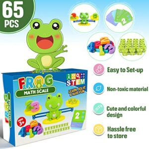 CozyBomB Homeschool Kindergarten Balance Board Game - Preschool Activities Math Learning Stem Montessori Cool Toys Educational with Frog Scale Cards Balancing Numbers for Kids Ages 3 4 5 6 Year Old