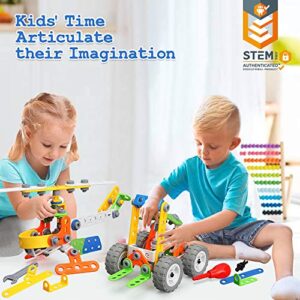 MOONTOY 175 Pieces Building Blocks STEM Toys for 4 5 6 7 8+ Year Old Boys Erector Sets Kits Building Toys for Kids Age 4-8 6-8 5-7 8-10 Creative Learning Game Engineering Stem Projects Activities Gift