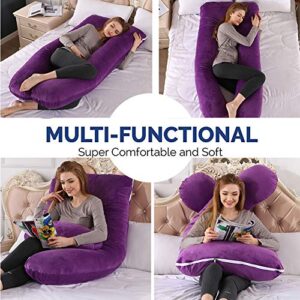 Pregnancy Pillow with Velvet Cover, 50" U Shaped Maternity Full Body Pillow for Pregnancy Women Support Back, Shoulder, Hips, Legs, Belly