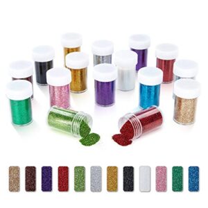 torc extra fine glitter shaker jar set 12 colors, glitter powder for crafts resin projects tumblers nail makeup slime, 16 g/0.56 oz each