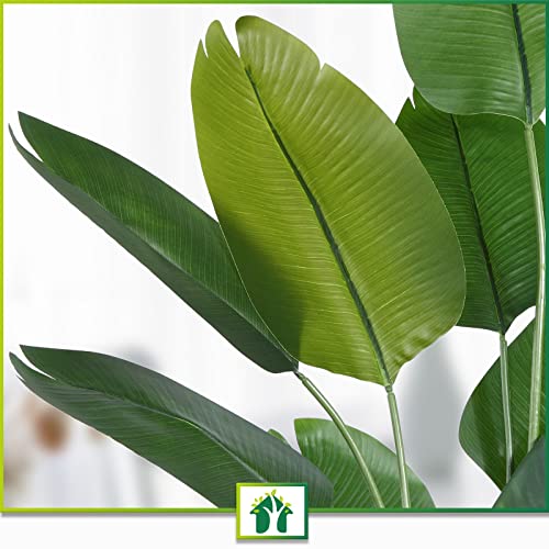 CROSOFMI Artificial Bird of Paradise Plant 4 Feet Fake Tropical Palm Tree with 8 Leaves,Perfect Faux Plants in Pot for Indoor Outdoor House Home Office Garden Modern Decoration Housewarming Gift