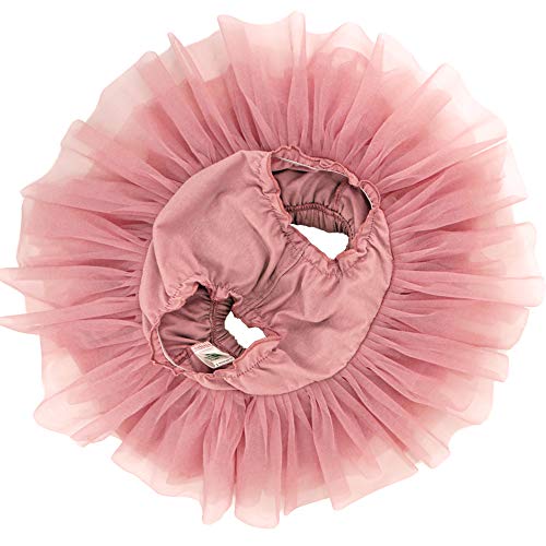 BGFKS Baby Girls Soft Fluffy Tutu Skirt with Diaper Cover,Toddler Girl Tutu Skirt Sets with Flower Headband Dusty Rose