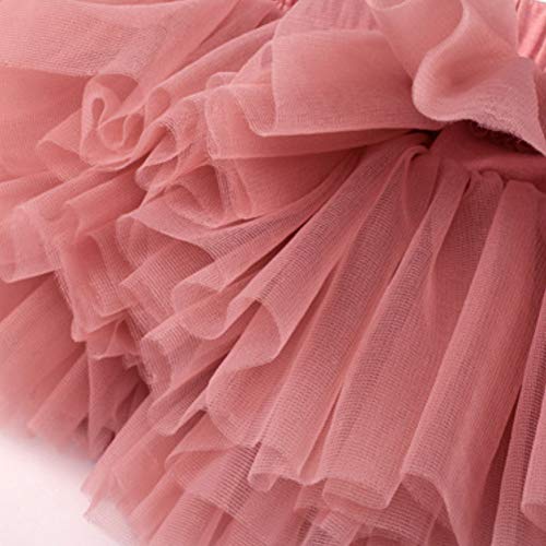 BGFKS Baby Girls Soft Fluffy Tutu Skirt with Diaper Cover,Toddler Girl Tutu Skirt Sets with Flower Headband Dusty Rose