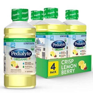 pedialyte organic electrolyte solution, crisp lemon berry, 33.8 fl. oz (pack of 4)