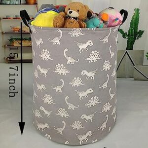 ACMUUNI Durable Canvas Large Clothes Basket Laundry Hamper with Handles,Waterproof Cotton Storage Organizer Perfect for Kids Boys Girls Toys Room, Bedroom, Nursery,Home,Gift Basket(Grey Dinosaur)