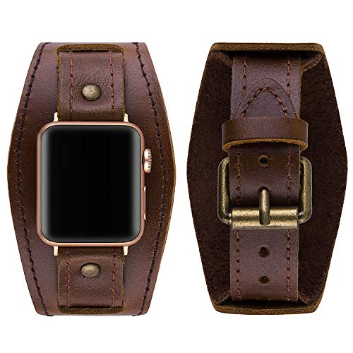 VIKOROS Cuff Bracelet Compatible with Apple Watch Band Ultra iWatch Series 8 7 6 5 4 3 2 1 SE 49MM 45MM 44MM 42MM 38MM 40MM 41MM, Men's Vintage Western Dressy Designer Leather Strap