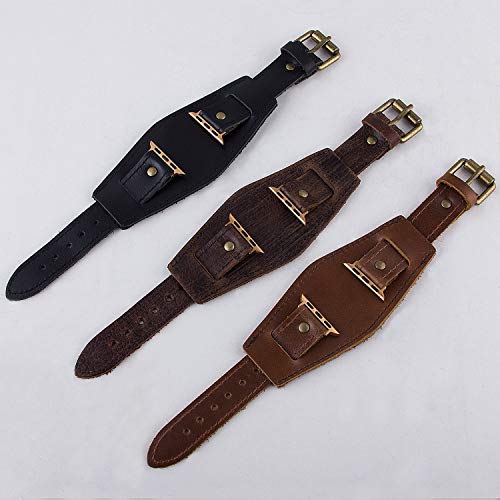 VIKOROS Cuff Bracelet Compatible with Apple Watch Band Ultra iWatch Series 8 7 6 5 4 3 2 1 SE 49MM 45MM 44MM 42MM 38MM 40MM 41MM, Men's Vintage Western Dressy Designer Leather Strap