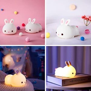 Mubarek Bunny Night Light for Kids, Remote Timer Kids Night Light Baby Night Light, 16 Color Changing Cute Night Light Lamp, Rechargeable Silicone Cute Stuff Nursery Lamp, Night Lights for Kids Room