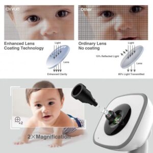 Axvue Video Baby Monitor, Comfortable Slim Design Handheld Enclosure, 4.3" Screen Monitor & 2 Camera, Range up to 1000ft, 12 Hour Battery Life, 2-Way Talk, Night Vision, Temperature Monitor, No WiFi.