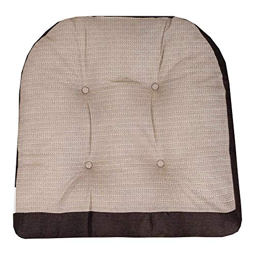 Sweet Home Collection Rocking Chair Cushion Premium Tufted Pads Non Skid Slip Backed Set of Upper and Lower with Ties, 2 Piece, Brown