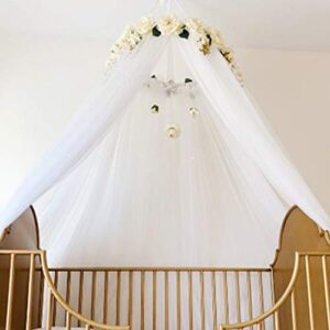 Bed Canopy for Girls, Princess Bed Canopy Mosquito Net with Detachable Rose Flower - Perfect for Bed, Dressing Room, Out Door Events,Woodland Nursery Decor