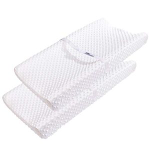 changing table pad covers acemommy ultra soft minky dots plush changing table covers breathable changing table sheets wipeable diaper changing pad cover for infants baby boy baby girl white (2 pack)