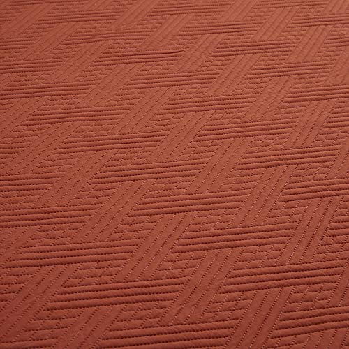 SunStyle Home Quilt Set Full/Queen Size, Rust Diamond Pattern Bedspread-90x96, Soft Lightweight Microfiber Coverlet, Luxurious Warm Bed Cover for All Seasons-3 Pieces(1 Quilt, 2 Pillow Shams)