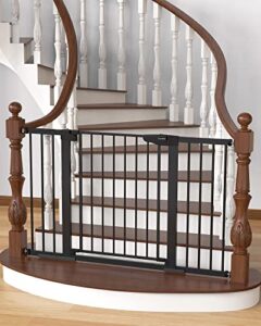 mom's choice awards winner-cumbor 29.7"-51.5" baby gate extra wide, easy walk thru dog gate for the house, auto close safety pet gates for stairs, doorways, child gate includes 4 wall cups, black